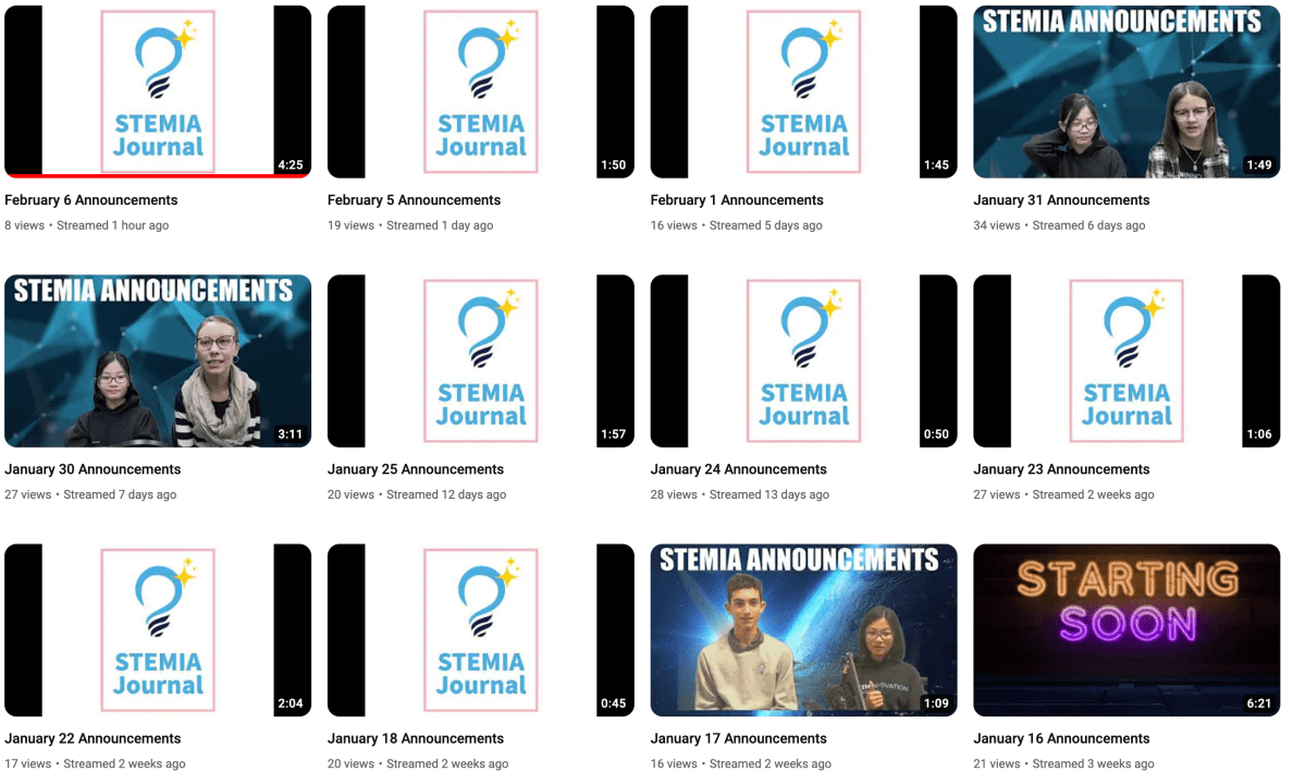 STEMIA Junior High Video Announcements – STEMIA Journal
